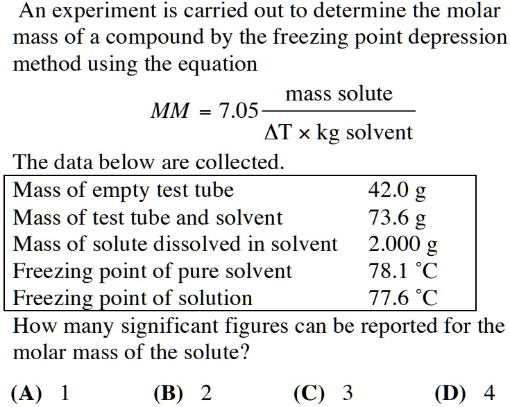 SOLVED: An experiment is carried out to determine the molar mass of a ...