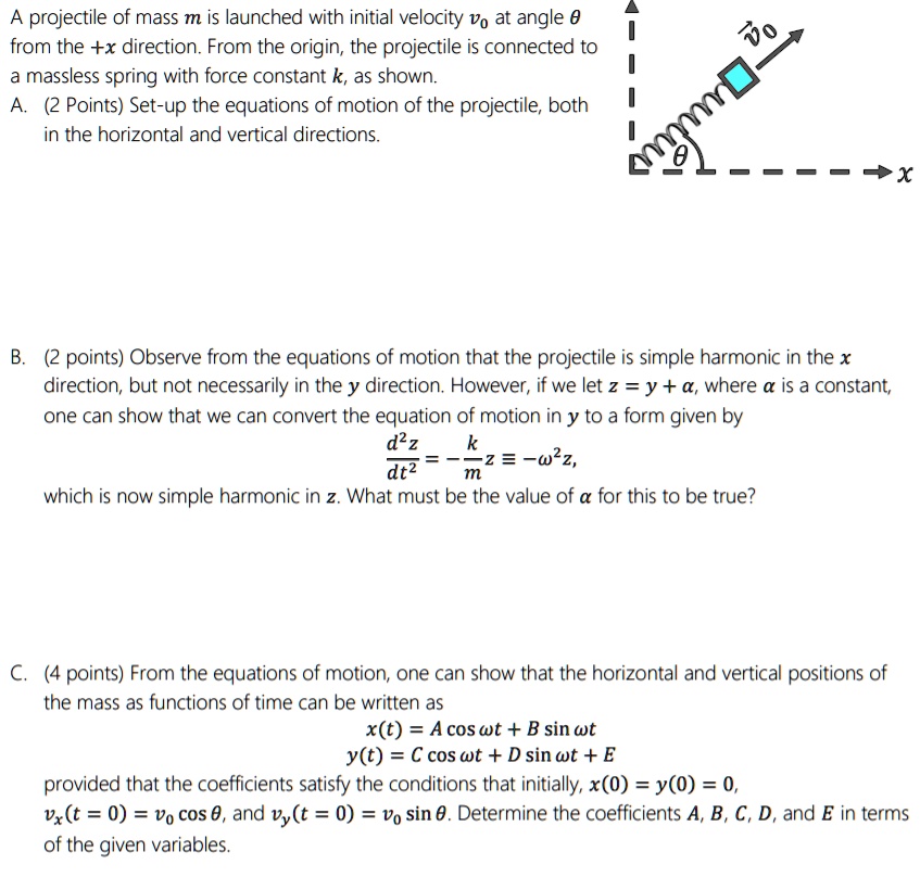 SOLVED: A projectile of mass m is launched with initial velocity vo at ...