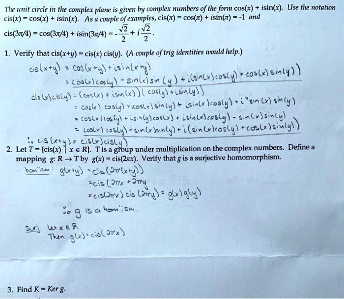 SOLVED: The unit circle in the complex plane is given by complex ...
