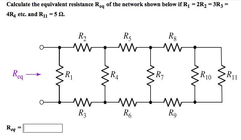 Calculate the equivalent resistance Req of the network shown below if ...