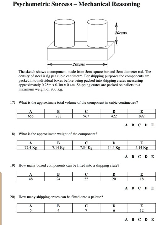 SOLVED: Text: Psychometric Success - Mechanical Reasoning 10 cm 20 cm ...