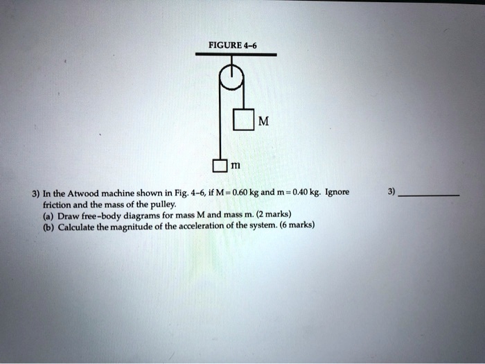 SOLVED: FIGURE 4-6 3) In the Atwood machine shown in Fig. 4-6, if M= 0. ...