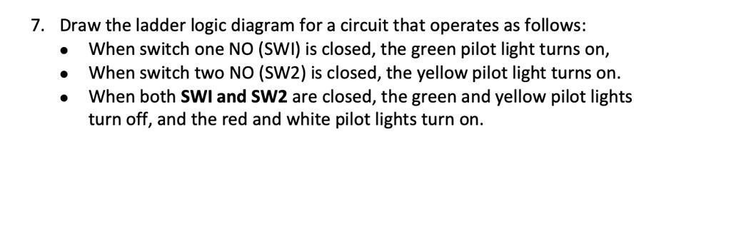 7. Draw the ladder logic diagram for a circuit that operates as follows ...