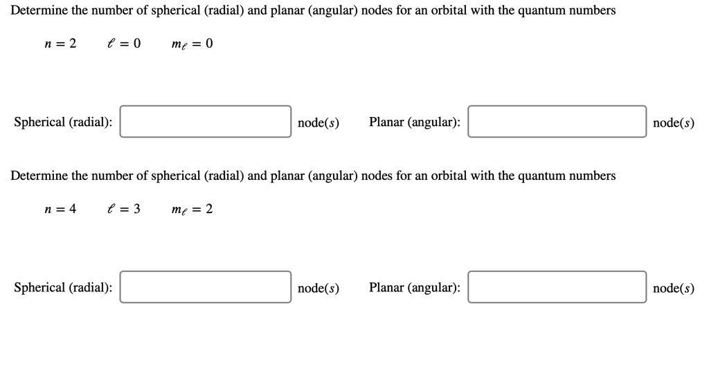 determine the number of spherical radial and planar angular nodes for ...