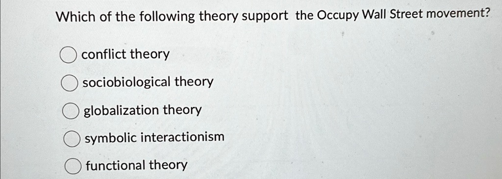 Which of the following theory support the Occupy Wall Street movement ...
