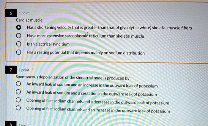 SOLVED: 1point Cardiac muscle Has a shortening velocity that is greater ...