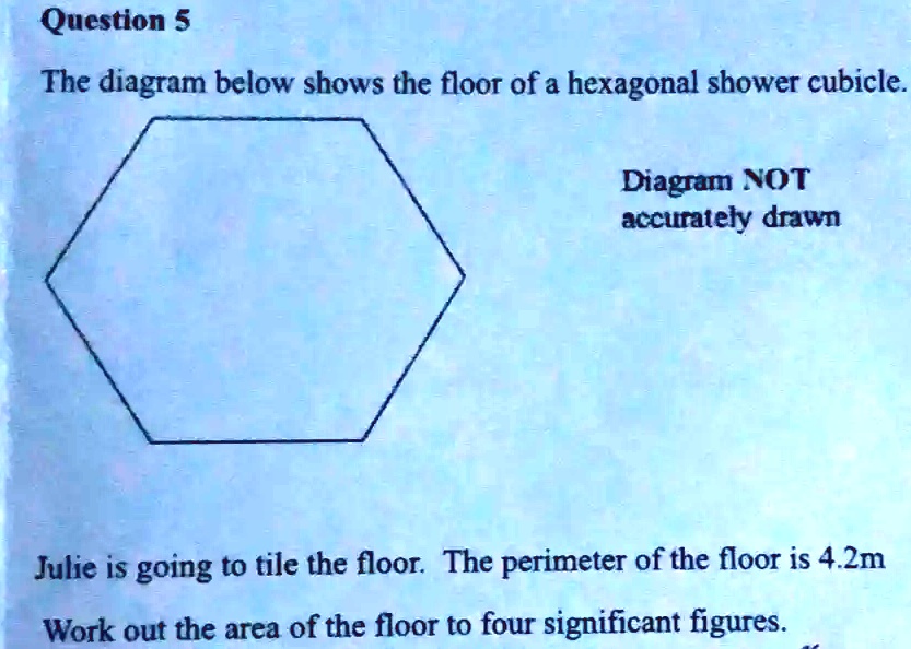 Question 5 The diagram below shows the floor of a hexagonal shower ...
