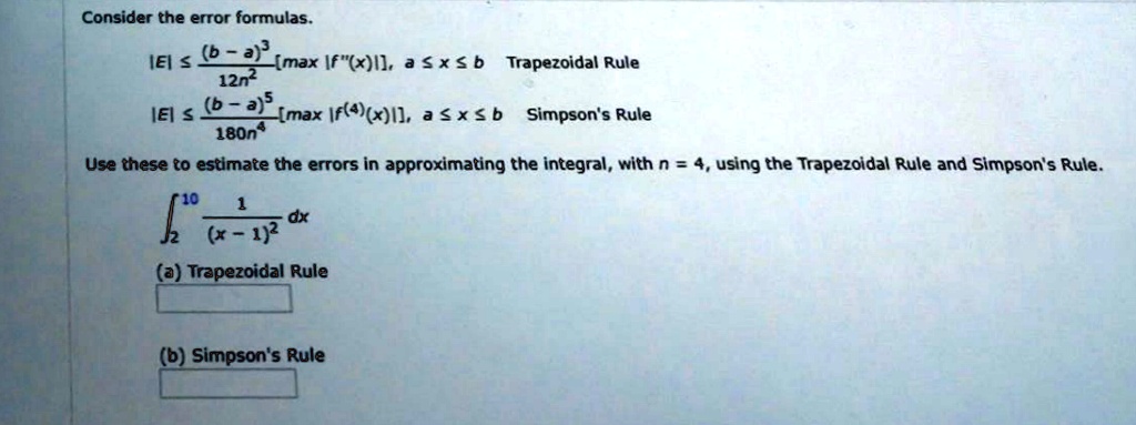 SOLVED: Consider the error formulas_ IEI