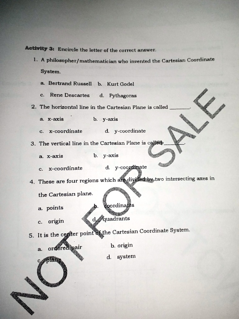 Activity 3: Encircle the letter of the correct answer. 1. A philosopher ...
