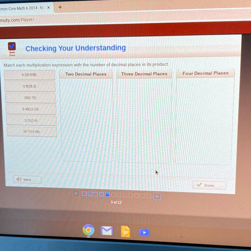 SOLVED: 'Match each multiplication expression with the number of decimal places in its product ...