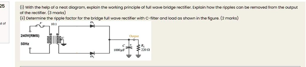 SOLVED: With the help of a neat diagram, explain the working principle of a full-wave bridge ...
