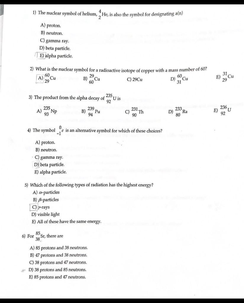 SOLVED: 1) The nuclear symbol ol helium, He,is also the symbol for ...