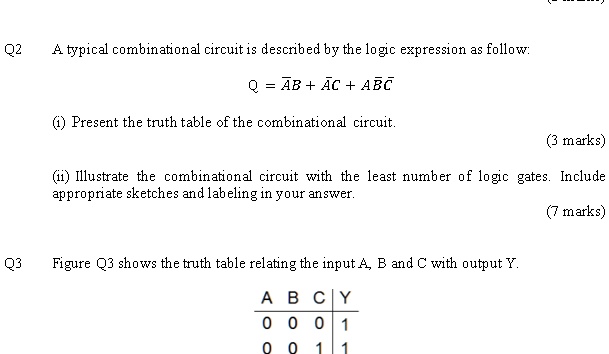 SOLVED: A typical combinational circuit is described by the logic expression as follows: AB + Ac ...