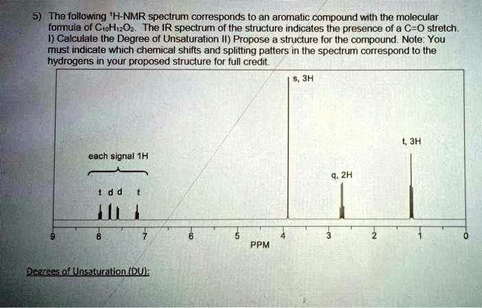 5) The following 'H-NMR spectrum corresponds to an aromatic compound ...