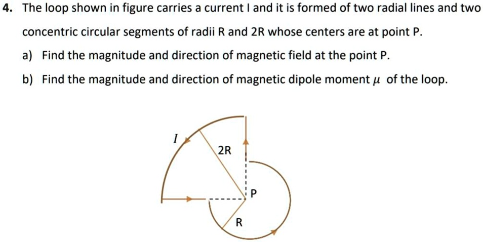 SOLVED: 4. The loop shown in figure carries a current and it is formed of two radial lines and ...