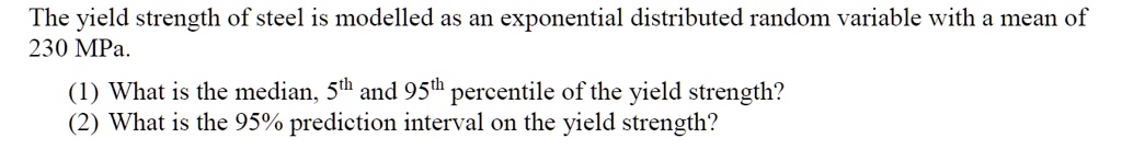SOLVED: The yield strength of steel is modelled as an exponential ...