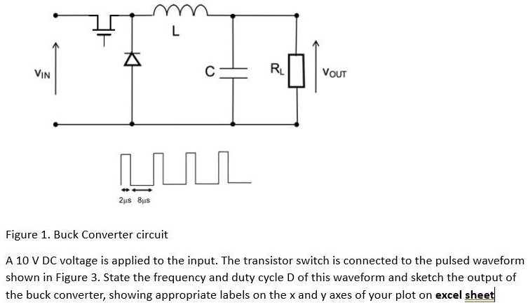 SOLVED: VIN VOUT 2us8us Figure1.Buck Converter circuit A 10 V DC voltage is applied to the input ...