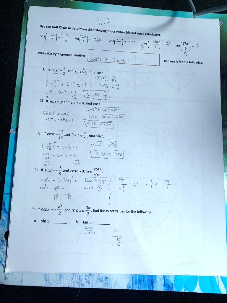SOLVED:Use the Unit Cirdle determine the following - exact values (do ...