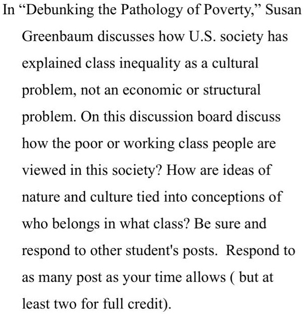 in debunking the pathology of poverty susan greenbaum discusses how us ...