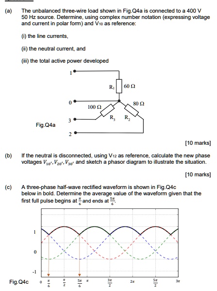 SOLVED: The unbalanced three-wire load shown in Fig.Q4a is connected to ...