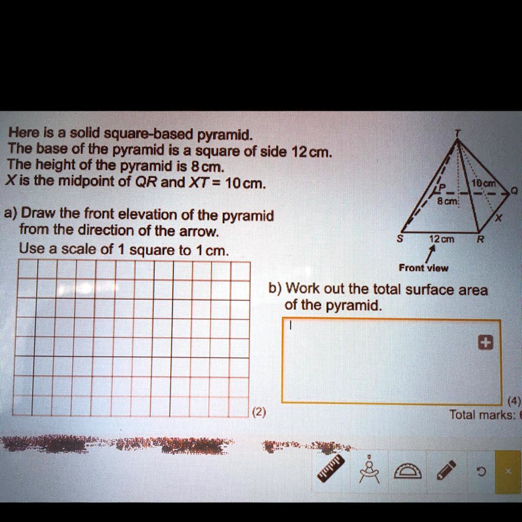 Here is a solid square-based pyramid. The base of the pyramid is a ...