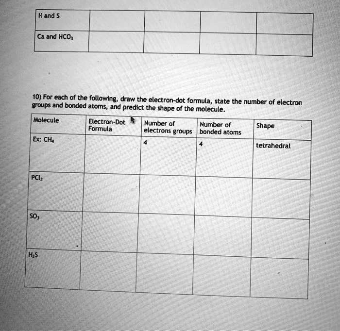 SOLVED: and 5 Gand HCO; 10) For each of the following; draw the electron-dot formula state the ...