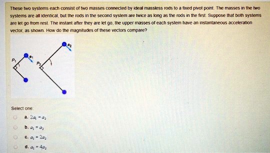 These two systems each consist of two masses connected by ideal ...