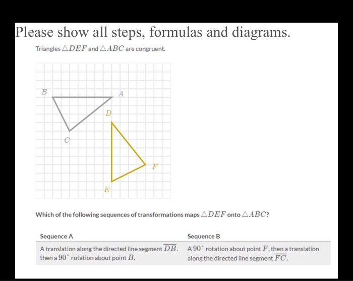 SOLVED: [Please show all steps, formulas and diagrams. Triangles A DEF ...