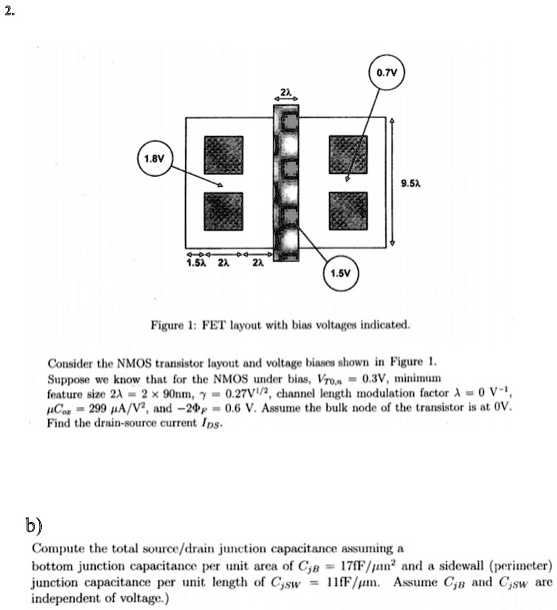 SOLVED: 1.52 2 Figure 1: FET layout with bias voltages indicated. Consider the NMOS transistor ...
