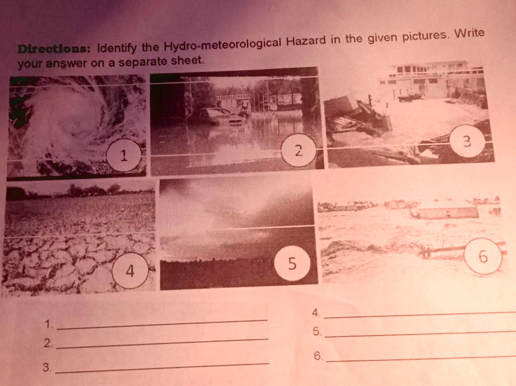 SOLVED: Directions: Identify the Hydro-meteorological Hazard in the ...