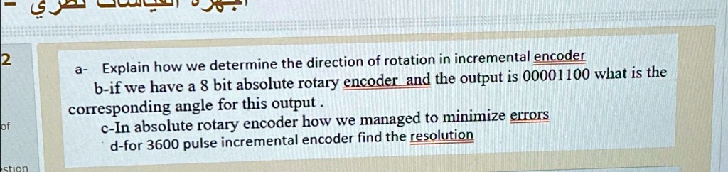 SOLVED: a- Explain how we determine the direction of rotation in an incremental encoder. b- If ...