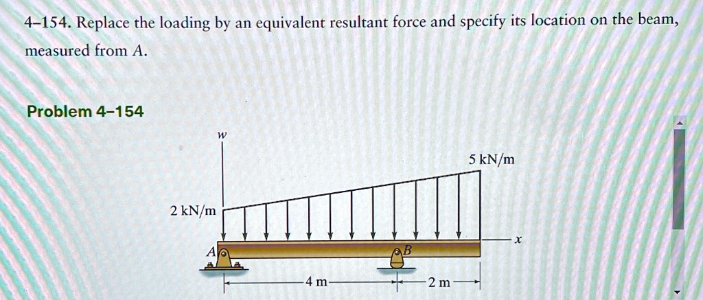 VIDEO solution: 4-154. Replace the loading by an equivalent resultant force and specify its ...