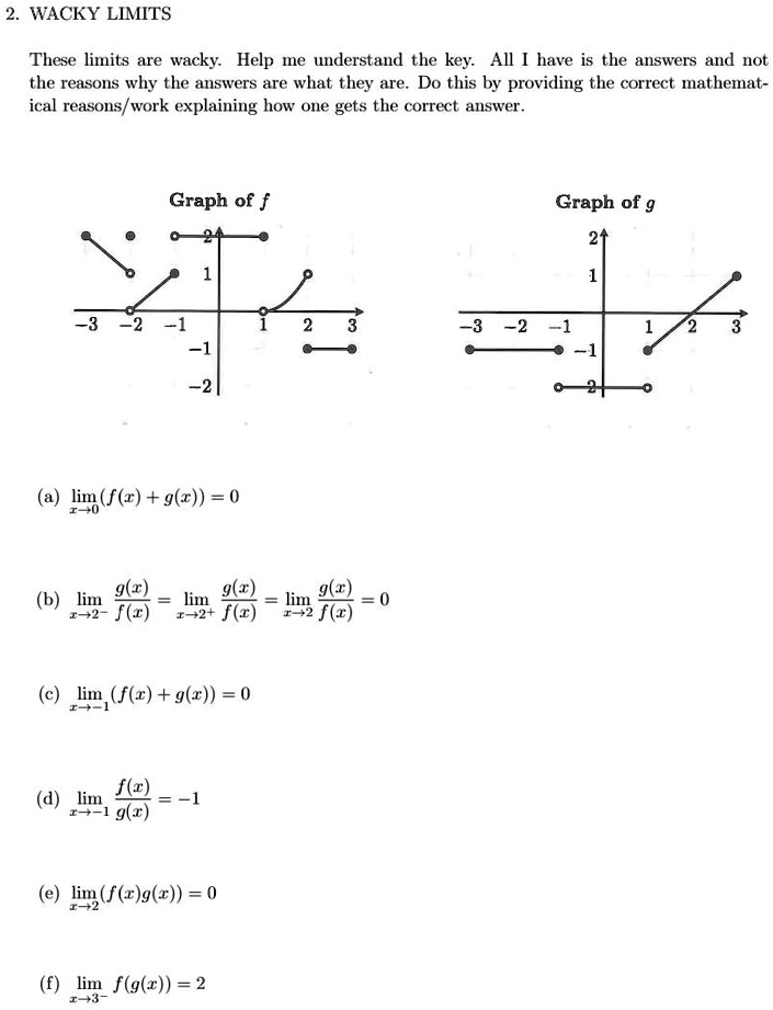 SOLVED: WACKY LIMITS These limits are wacky. Help me understand the key ...