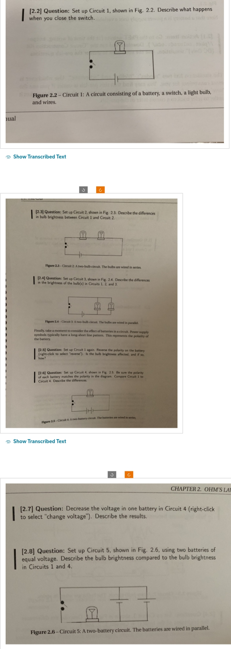 22 Question Set Up Circuit 1 Shown In Fig 22 Describe What Happens When You Close The