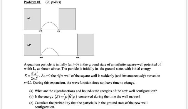 Problem #1 (20 points) A quantum particle is initially (at t=0) in the ground state of an ...