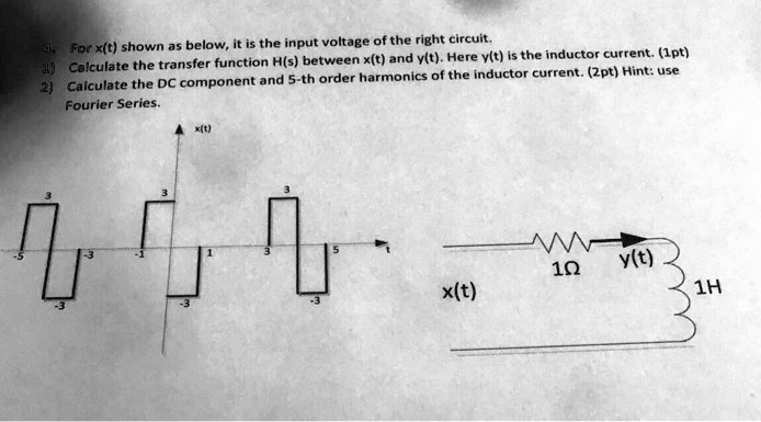 For x(t) shown below, it is the input voltage of the right circuit. Calculate the transfer ...