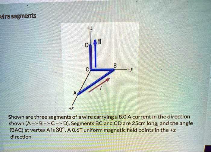 wire segments Shown are three segments of a wire carrying a 8.0 A ...