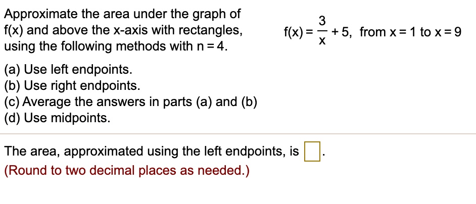 SOLVED: Approximate the area under the graph of f(x) and above the X-axis with rectangles, using ...