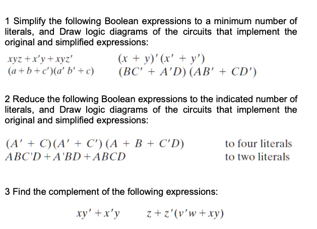 [get Answer] 1 Simplify The Following Boolean Expressions To A Minimum