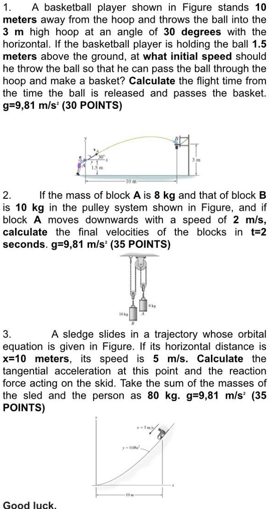SOLVED: A basketball player shown in Figure stands 10 meters away from the hoop and throws the ...