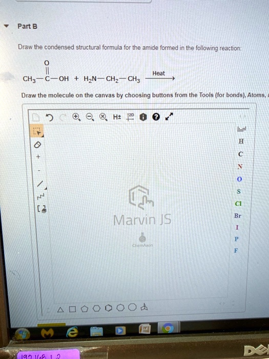part b draw the condensed structural formula for the amide formed the ...