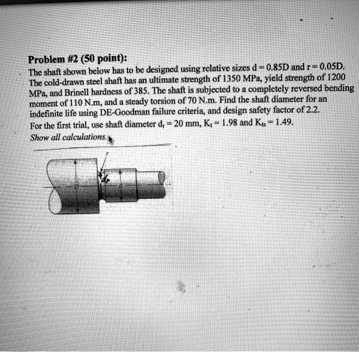 SOLVED: Problem #2 (50 points): The shaft shown below has to be ...