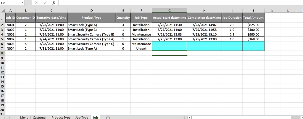SOLVED: Make a user form in VBA named "Job Schedule" that allows the ...