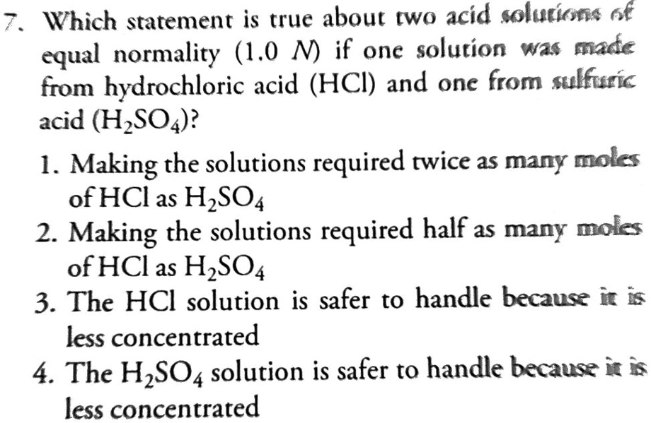 7 which statement is true about two acid solutioms 6 equal normality 10 ...