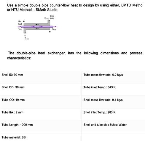 SOLVED: Please answer with complete process. Use a simple double pipe counter-flow heat ...