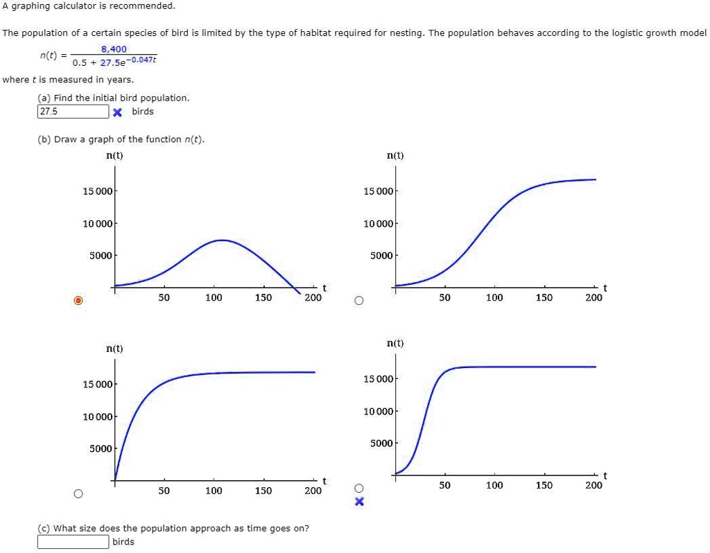 SOLVED: A graphing calculator is recommended The population of certain ...