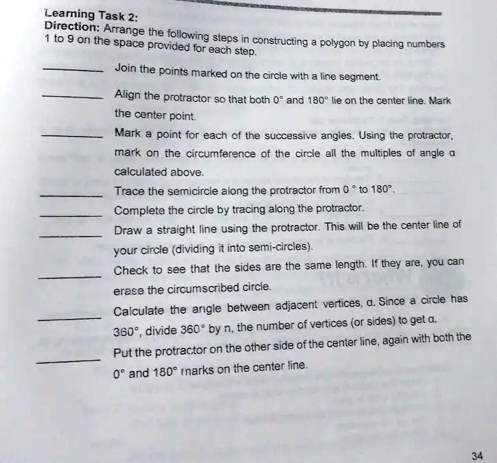 [GET ANSWER] learning task direction arrange 1 t0 9 on the the following steps space provided ...