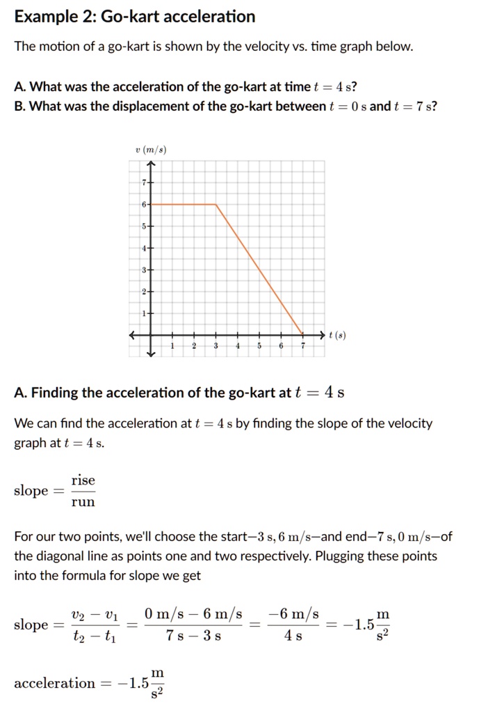 SOLVED: Example 2: Go-kart acceleration The motion of a go-kart is ...