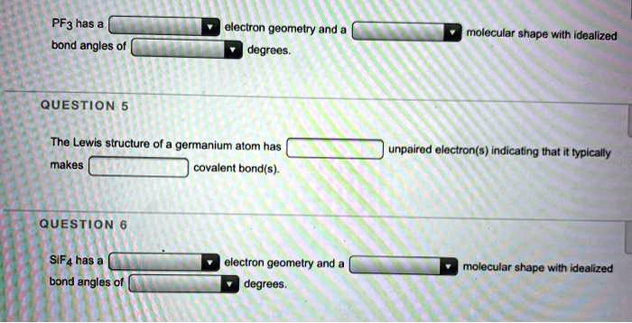 PF3 has a electron geometry and a molecular shape with idealized bond ...