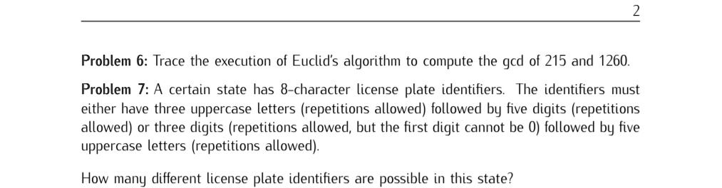 Problem 6 Trace The Execution Of Euclids Algorithm T Solvedlib